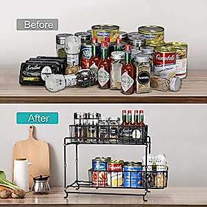 SUFAUY Pull-Out Sliding Drawer, 2 Tier Cabinet Organizer Metal Basket for Countertop Bathroom Storage, 123456