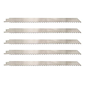 12 Inch Stainless Steel Reciprocating Saw Blades for Meat, 3TPI Big Tooth Unpainted Reciprocating Saw Blades for Food Cutting, Big Animals, Frozen Meat, Beef, Sheep, Cured Ham, Turkey, Bone - 5pack