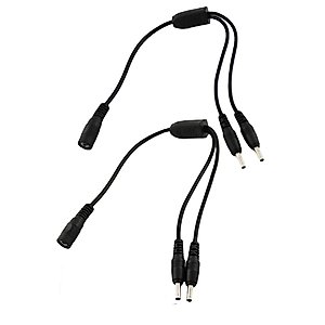 UpperFu 2pcs 1 to 2 Way DC Power Splitter Cable 3.5mm x 1.35mm 1 Female to 2 Male Adapter Cord for CCTV Cameras LED Light Strip and More