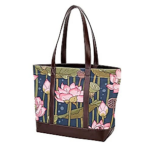 Lotus Flower jpg Tote Bags Large Leather canvas Purses and Handbags for Women Top Handle Shoulder Satchel Hobo Bags