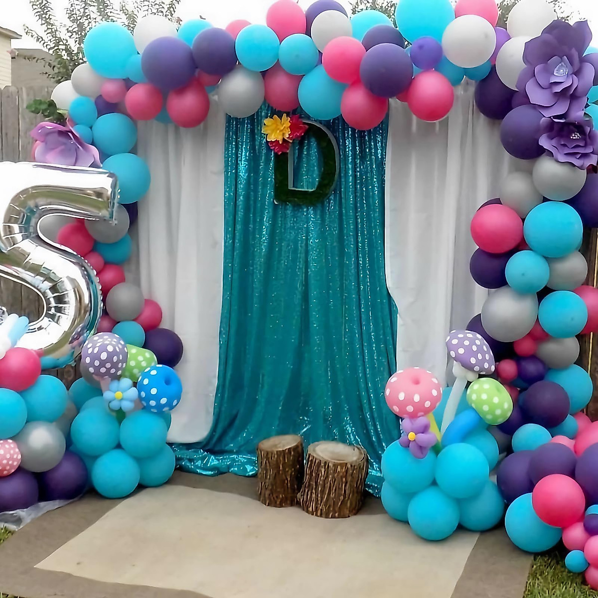 Pink Purple Teal Balloons, 12 Inch Pink Purple Teal Balloon Metallic Purple Balloon for Girls Birthday Wedding Decorations EngagementSupplies Bridal Baby Shower