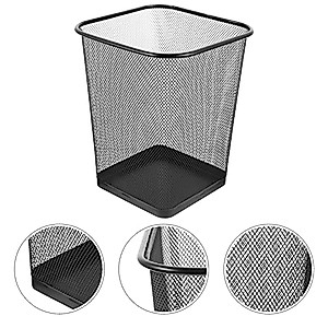 Yardwe Metal Trash Bin Square Metal Wire Mesh Waste Basket Garbage Trash Can Mesh Waste Paper Bin Waste Basket for Kitchen Home Office Dorm Room Living Room Desk Bedroom S