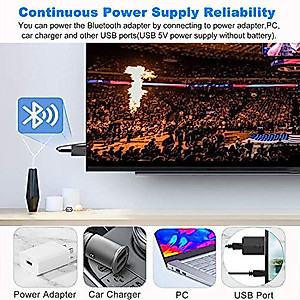 Isobel USB Bluetooth 5.0 Transmitter Receiver, 4-in-1 Mini Wireless Audio Adapter, 3.5mm Bluetooth AUX Adapter for TV PC Headphones Speakers Car/Home Stereo System, USB Power Supply