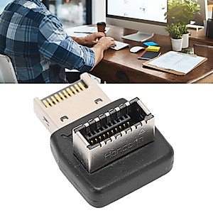 Right Angle USB Type E Adapter, Front Panel Header Male to Female USB 3.2/20Gbps 3.1/10Gbps for USB C Header Motherboard(PH74A)