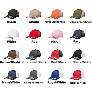 Custom Trucker Hat Yupoong 6606 Embroidered Your Own Text Curved Bill Snapback (Black Trucker)