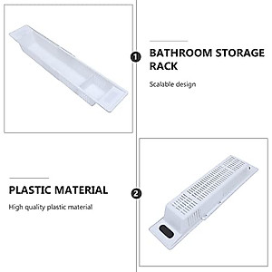 Bathtub Storage Rack Bathtub Caddy Extendable Bathtub Tray Plastic Shower Tub Storage Table Bathtub Shelf for Kids Toy Shampoo Bottle Sundries Storage Bathtub Storage Rack