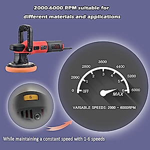 ZOTA Dual Action Polisher, 6 inch Car Polisher with 6 Variable Speed, 750W Ramdom Orbital Polisher Buffer for Car Detailing /DA Polisher.