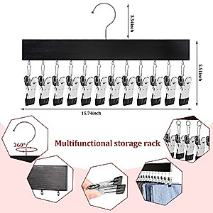 2PC Upgrade 12 Clips Pants Hangers Space Saving, Multifunctional Non Slip Leggings Pants Rack for Closet Organizers Storage with Roatable Hooks, for Jeans,Leggings,Trousers,Skirts