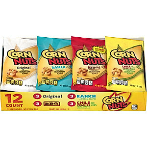 CORN NUTS Crunchy Corn Kernels Variety Pack (Original, Ranch, BBQ, Chile Picante con Limon), 1 oz Bag (Pack of 12)