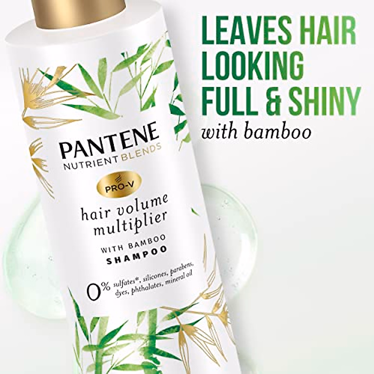 Pantene Sulfate Free Shampoo and Conditioner Set, Volumizing Shampoo and Conditioner for Fine or Flat hair with Bamboo, Safe for Color Treated Hair, Nutrient Blends, 9.6 oz and 8.0 oz