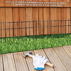 Adavin Animal Barrier Fence, 10 Pack 20in(L)X12in(H) No Dig Black Garden Fencing, Underground Pet Dog Rabbits Fences Panel, Galvanized Steel Stakes 1.6in Spike Spacing,Outdoor Yard Patio.Total 17Ft(L)