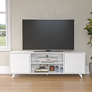Panana TV Stand Television Stands TV Console Unit with Shelf and 2 Doors Storage Cabinets for Living Room Bedroom for TVs up to 70 Inches (White,62.99 inches)