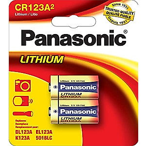 Panasonic CR123A 3V Long Lasting Lithium Batteries for Tactical Flashlights, Home Security Systems, Cameras, Lighting Equipment and Other Devices, 2-Battery Pack