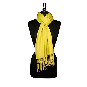 Biagio 100% Wool Pashmina Solid Scarf YELLOW Color Womens Shawl Wrap Scarves