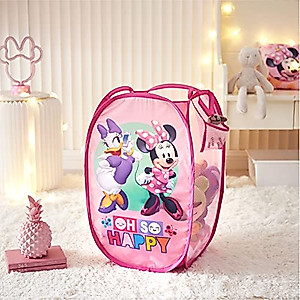 Disney Minnie Mouse Oh So Happy Pop Up Hamper with Durable Carry Handles, 21" H x 13.5" W X 13.5" L