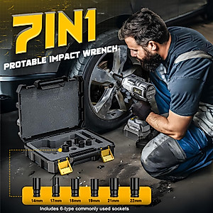 Cordless Impact Wrench 1/2 inch for Dewalt 20v Battery, 900FT-LBS(1200N.m) Brushless Electric Impact Gun for Car Home, High Torque Power Impact Driver with 6Pcs Sockets & Storage Case (No Battery)