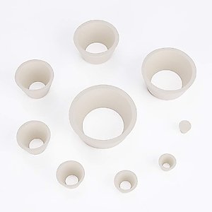 Labasics Filter Adapter Cones, Durable Tapered Collar Rubber Stopper Buchner Funnel Flask Cones Adapter Set, Wear Resistance Smooth Surface, Pack of 9, White