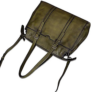 IVTG Genuine Leather Handbag for Women Vintage Handmade Top Handle Bag Crossbody Satchel (Green)