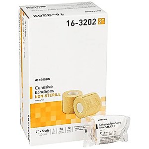 McKesson Cohesive Bandages, Non-Sterile, Contains Latex, 2 in x 5 yds, 1 Count, 36 Packs, 36 Total