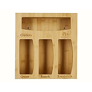 Jaza Goods | Ziplock Bag Storage Organizer and Dispenser for Kitchen Drawer | Wall Mountable | Compatible with Gallon, Quart, Sandwich & Snack Size Bags