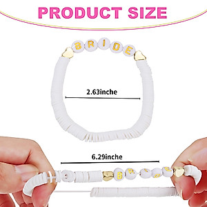 Semato Bachelorette Party Favors Bridesmaid Gifts 1 Pc White “Bride” and 11 Pcs Blue “Team Bride” Clay Bead Bracelet for Bridesmaid Proposal Gifts