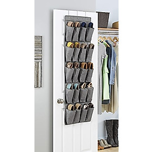 Whitmor 20 Pocket Over the Door Shoe Bag Crosshatch Gray