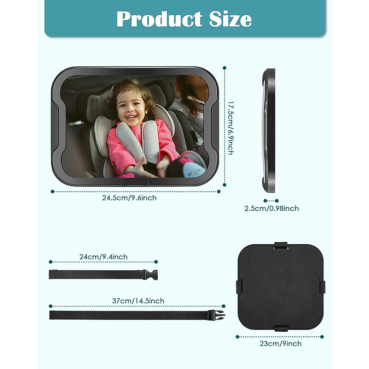 Zacro Baby Car Mirror, Shatter-Proof Acrylic Baby Mirror, Rearview Baby Mirror-Easily to Observe The Baby's Every Move, Rear Facing Car Seat Mirror Safety and 360 Degree Adjustability