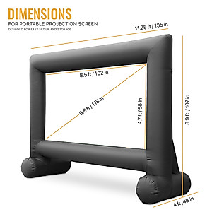 Redia 14 Feet Inflatable Outdoor and Indoor Theater Projector Screen with Built-in Blower - Includes Tie-Downs and Storage Bag - Supports Front and Rear Projection