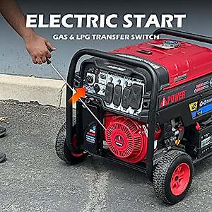 A-iPower SUA12000ED 12000 Watt Portable Generator Heavy Duty Gas & Propane Powered with Electric Start for Jobsite, RV, ED, Whole House Backup Emergency