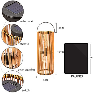 GIBMIDSER Solar Lanterns Outdoor Hanging Lantern Warm White Light Edison Style Bulb Yard Garden Wedding Home Parties Patio Decoration Waterproof Outdoor Floor Lamp Brown