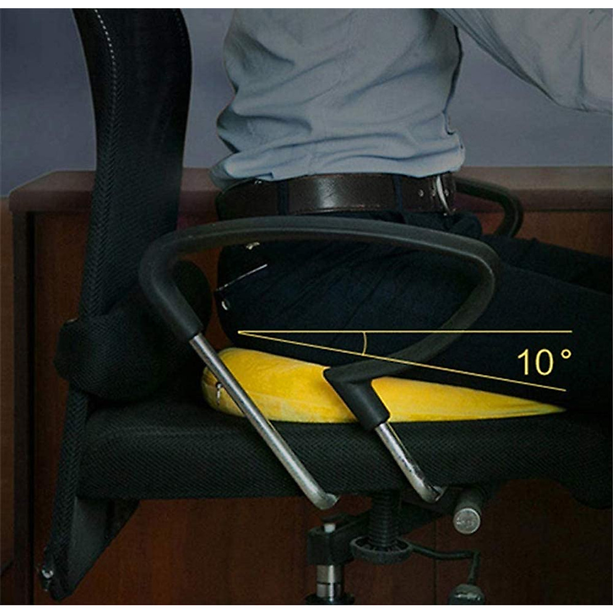 ESGT Ischial Tuberosity Seat Cushion with Two Holes for Sitting Bones-Washable & Breathable Cover Travelling,Reading,Home,Office, Yellow