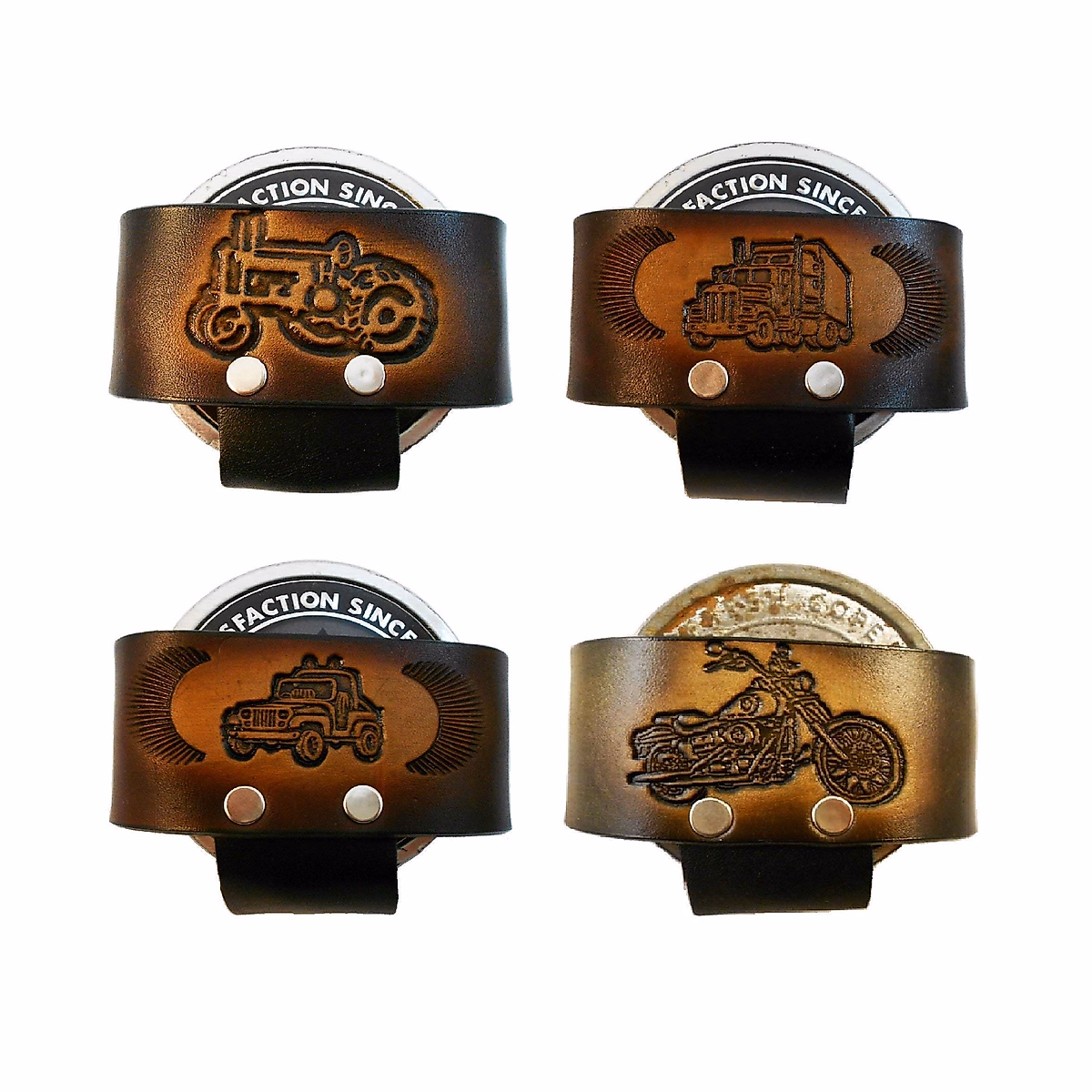 Leather Snuff Can Holder, Holster, Chew Dip Tobacco Case, Handcrafted, Many Tooled Designs