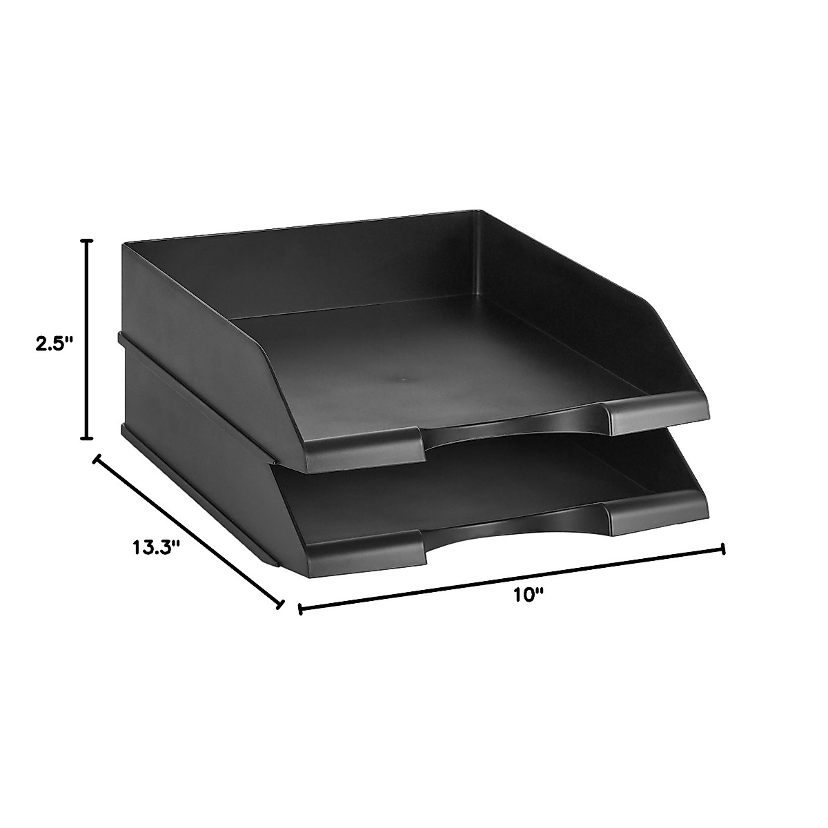 Amazon Basics Stackable Office Letter Organizer Desk Tray - Pack of 2, Black