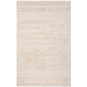 SAFAVIEH Kenya Collection Area Rug - 6' x 9', Ivory, Hand-Knotted Rustic Textured Wool, Ideal for High Traffic Areas in Living Room, Bedroom (KNY951A)