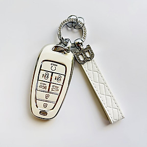 TX-INNO AUTO Key fob Cover Compatible with 7 Buttons Keyless Entry Smart Car Key Case Protector with Keychain