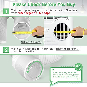 Air Conditioner Exhaust Vent Hose - 5.9" Diameter, 80" Length, Angooni Universal Counter-Clockwise Air Vent Compatible with Honeywell, Whynter, Frigidaire, LG, Delonghi Toshiba, Delonghi, JHS