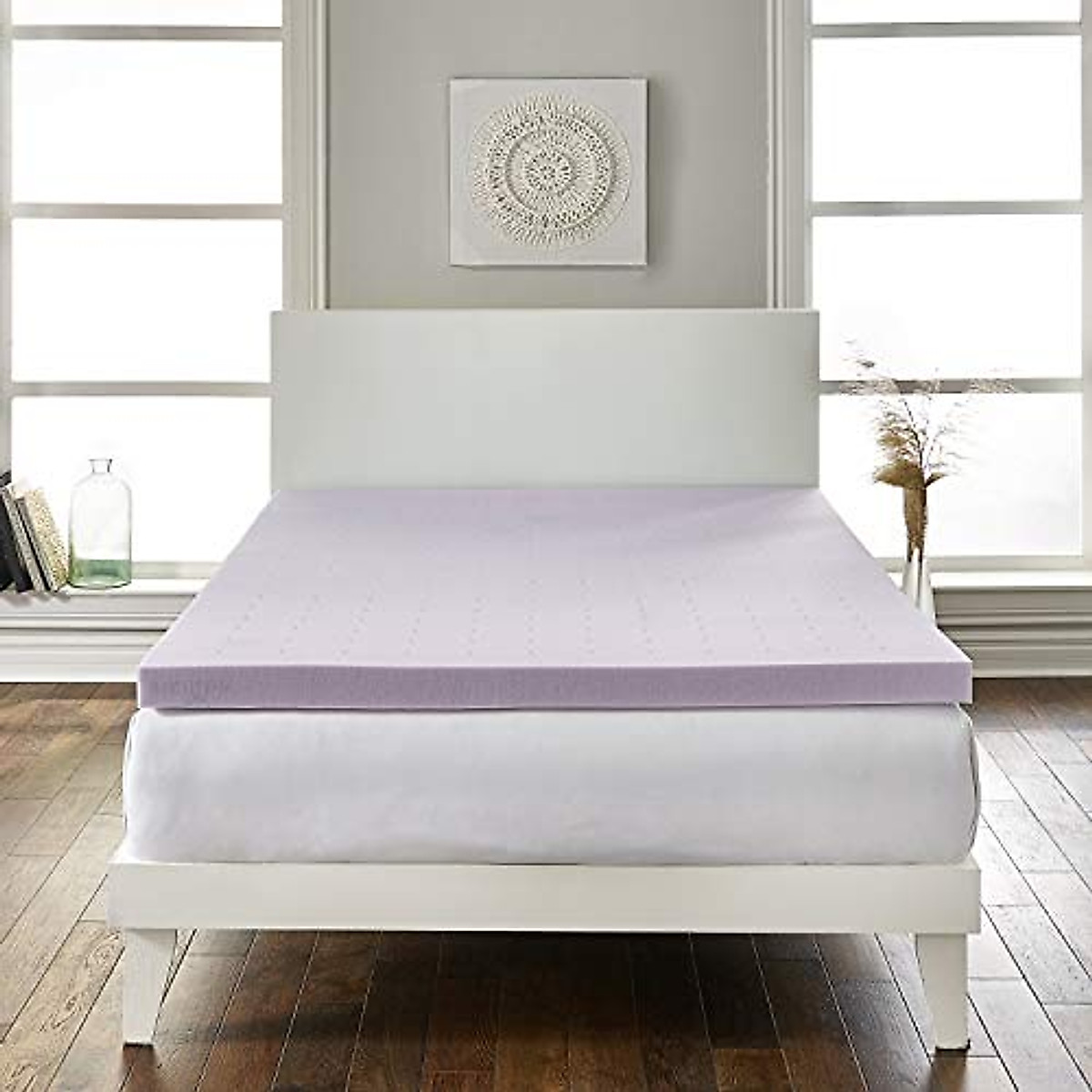 LoftWorks Cool and Fresh 2 inch Lavender Infused Deep Sleep Therapy Extra Soft Foam Mattress Topper, Full,