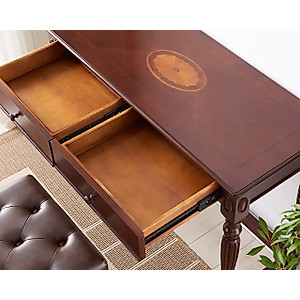 VERDANTREE Computer Desk Office Table with 2 Drawers, 39.37" Solid Wood Study Writing Desk Workstation with Storage Space,Mid-Century Vanity Dressing Table for Home Office,Cherry Walnut SSZ1533WD