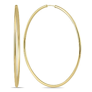 80MM Endless Hoop Earrings 14k Yellow Gold
