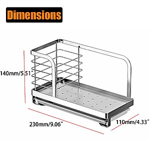 Countertop Dish Soap Holder, Kitchen Sink Caddy Organizer,Sponge Holder for Sink, Stainless Steel Sponge Soap Brush Holder with Drain Pan
