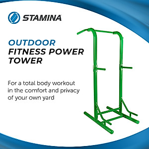 Stamina Products 300 Weight Capacity Steel Weatherproof Heavy Duty Outdoor Fitness Multi Use Strength Training Power Tower, Green
