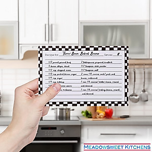 Meadowsweet Kitchens Recipe Card Set - 25 Double Sided Recipe Cards 4 x 6 Inch, Perfect Size Blank Cards for a Recipe Card Box, Make Your Own Personalized Recipe Book - Abstract Café