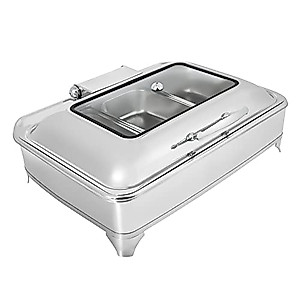 Electric Chafing Dish Buffet Set,3 Pan 9L/9.5QT Food Warmers for Parties Buffets,Stainless Steel Buffet Server and Warming Tray,Adjustable Temperature 45-80℃/ 113-176℉,Silver