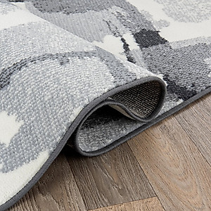 Rugshop Contemporary Abstract Design Soft Area Rug 5' x 7' Gray