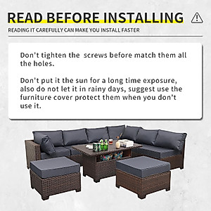 Lviden 9 Pieces Wicker Patio Furniture Set Outdoor PE Rattan Sectional Conversation Sofa Set with Navy Blue Cushions and Storage Table