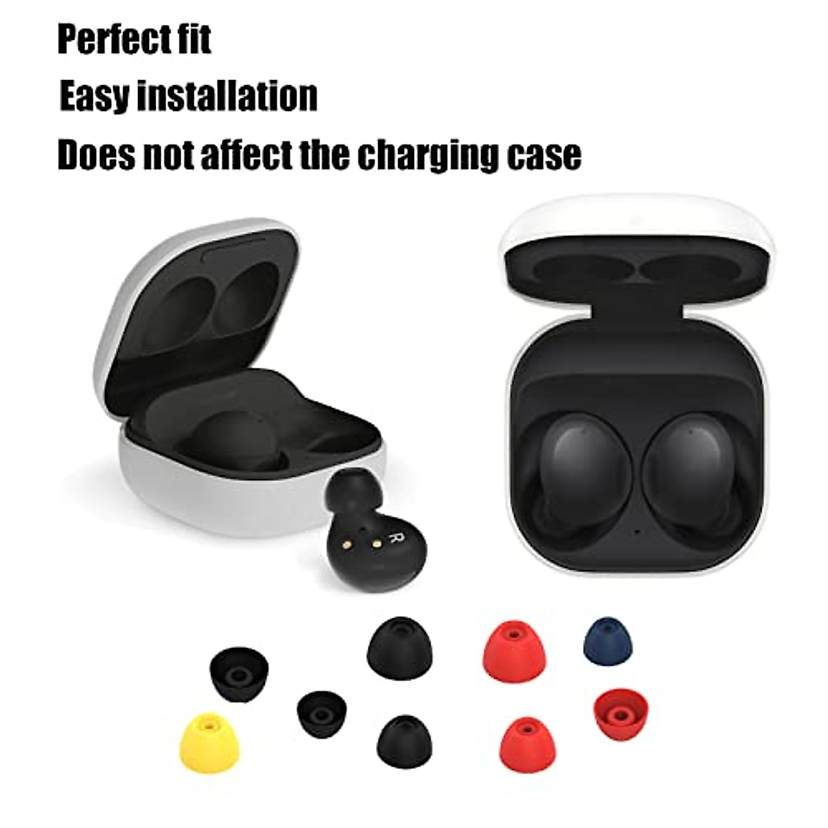 Ear Tips for Samsung Galaxy Buds 2 True Wireless Earbuds Noise Cancelling 6pcs Silicone Ear Buds Anti-Slip Replacement, Fit in The Charging Case (Red)