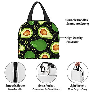 carati Avocado Fruit Lunch Bag, Oxford Cloth, Aluminum, Unisex, Waterproof, Reusable, 8x5 Inch