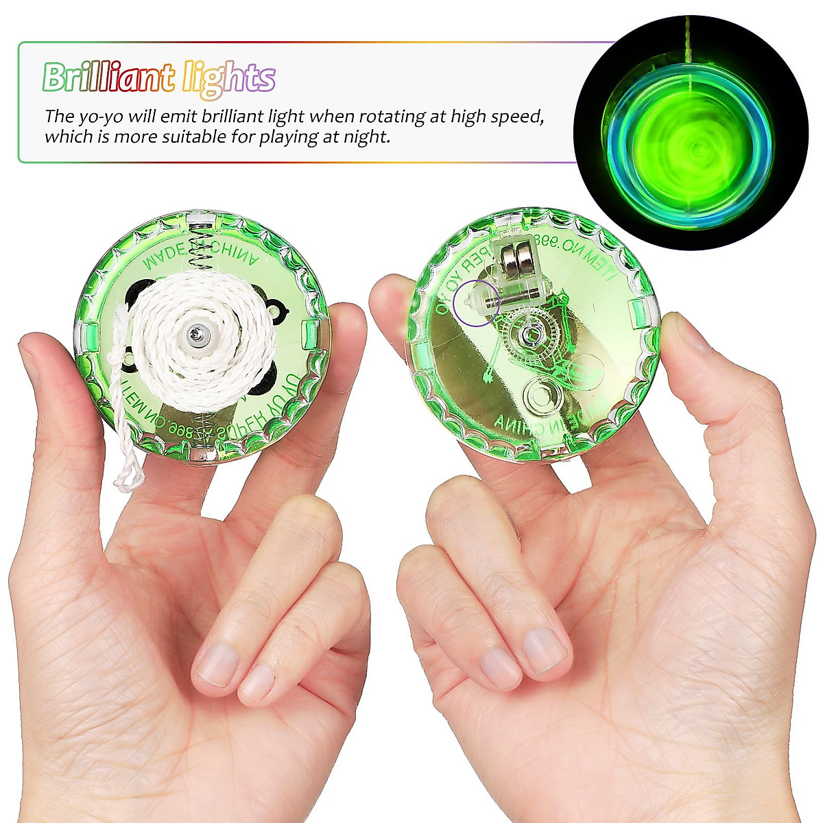 Toyvian Glow in the Dark Light Up Yo-Yo Set for Kids - 6 Pcs LED Light Up Yo Yo Ball Bulk, Flashing Plastic Entertaining Responsive Ball for Beginner Kids Birthday Party Goodie Bag Fillers