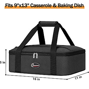 GhvyenntteS Insulated Casserole Carrier for Hot or Cold Food, Collapsible Insulated Food Carrier for Parties, Picnic, Travel, Fits 9"x13" Baking Dish, Grey