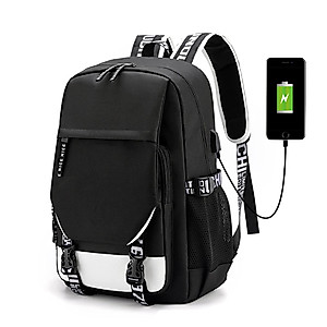 Jupkem Anime Helluva Boss Backpack Bag USB with Charging Port Student School Bag Laptop Cosplay for Boys Girls